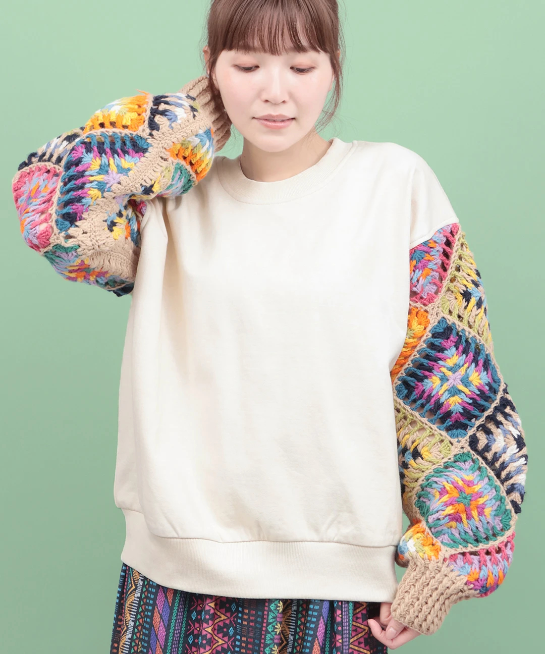 Rico スウェット×ハンドクロシェプルオーバー / スウェット・パーカー